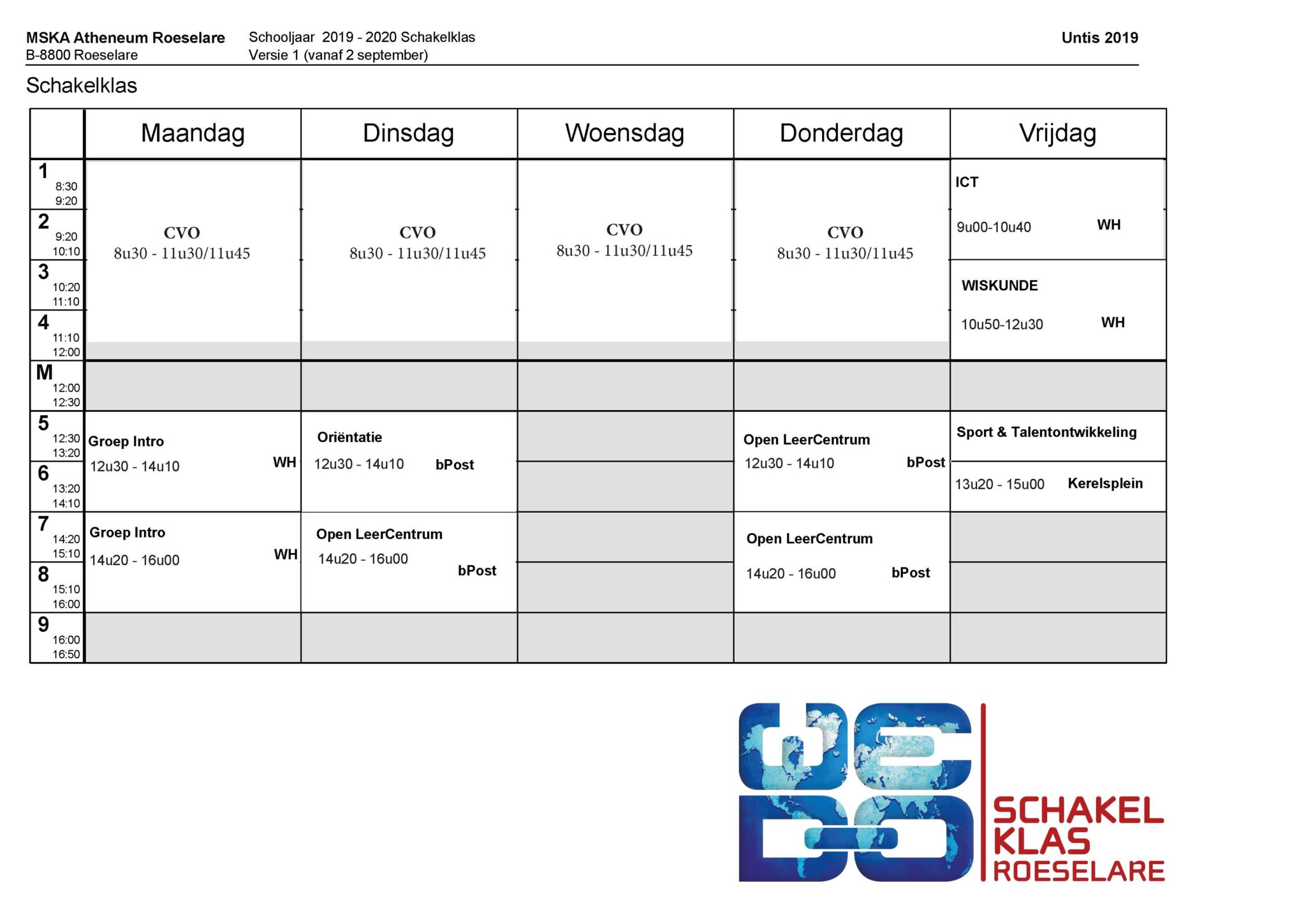 Lessenrooster – Schakelklas WE DO